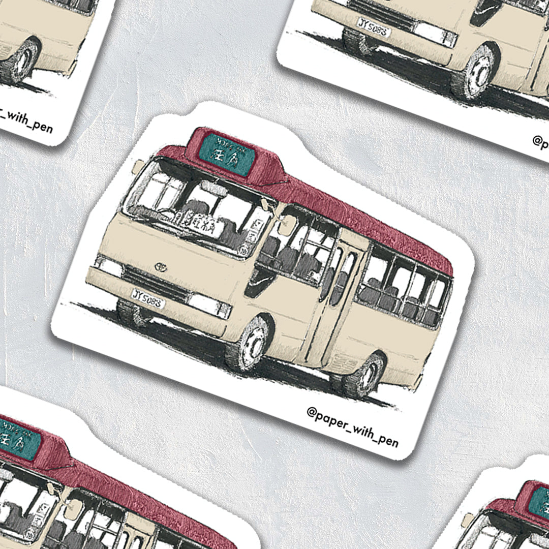 Hand Drawn Sticker: Minibus – Paper with Pen